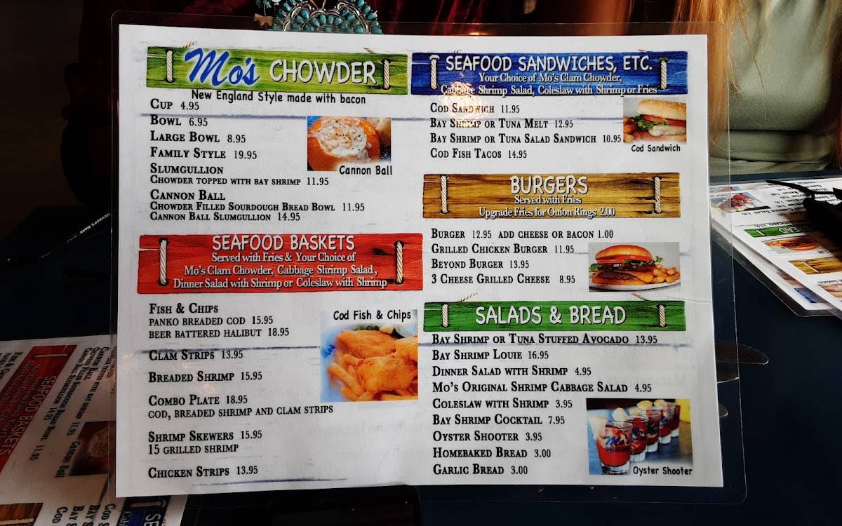 Menu at Mo's Seafood & Chowder - Lincoln City restaurant, Lincoln City