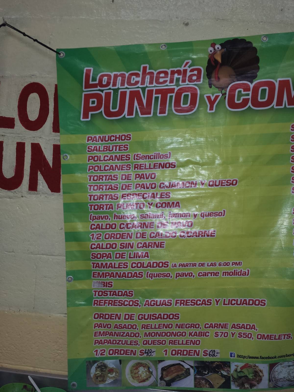 Carta del restaurante Lonchería Punto Y Coma, Merida