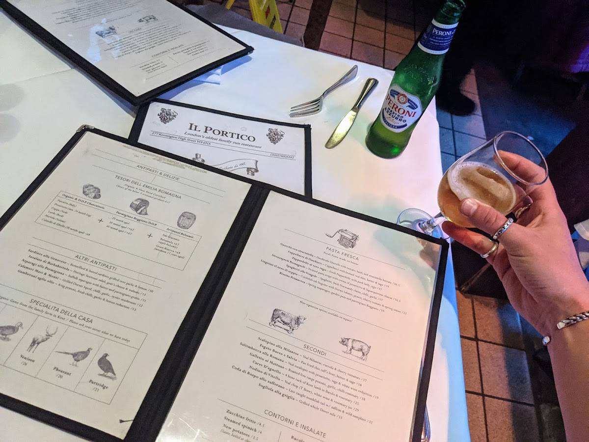 Menu at Il Portico restaurant, London