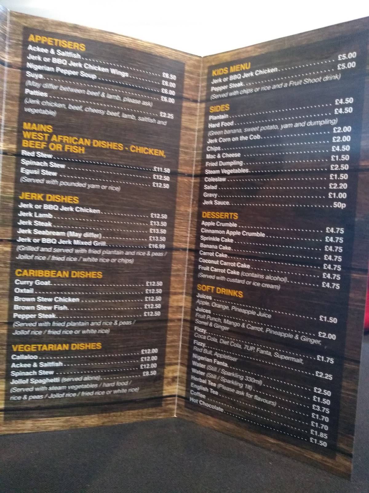 Menu at Jerk N Jollof Bar N Grill, Wallington