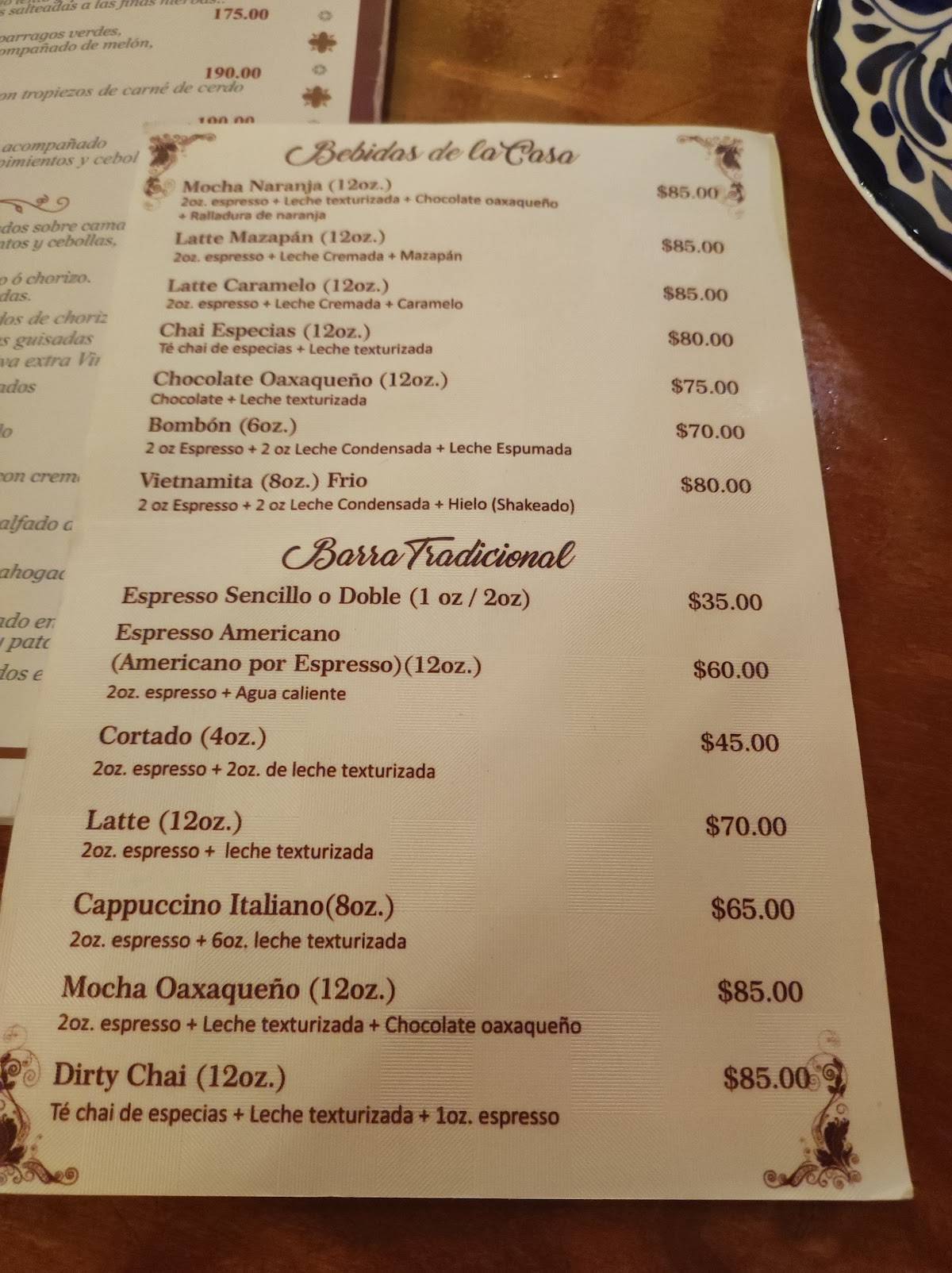 Carta de Lorca Spanish Restaurant, Tijuana