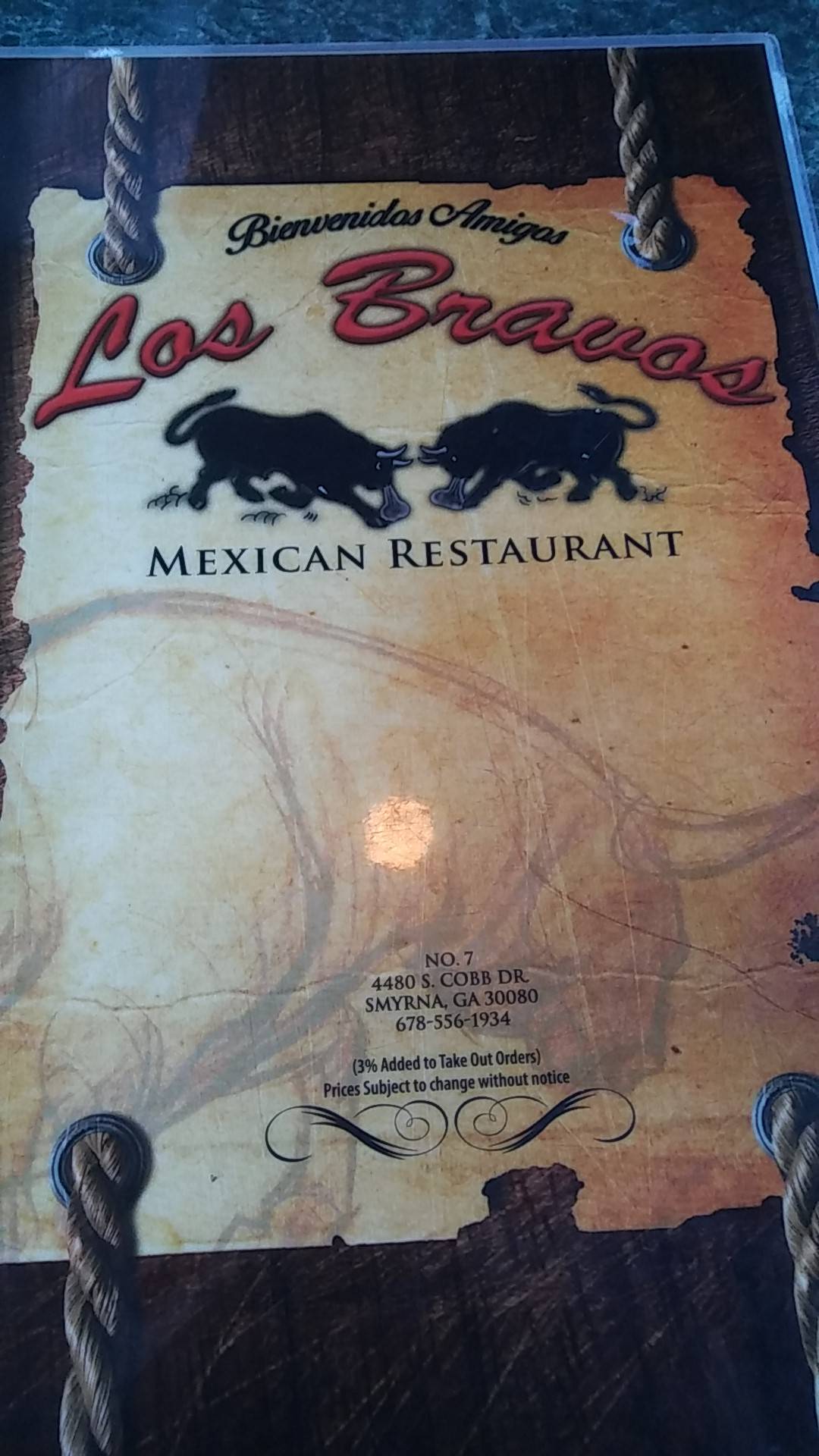 Menu at Los Bravos Mexican Restaurant, Smyrna, S Cobb Dr SE
