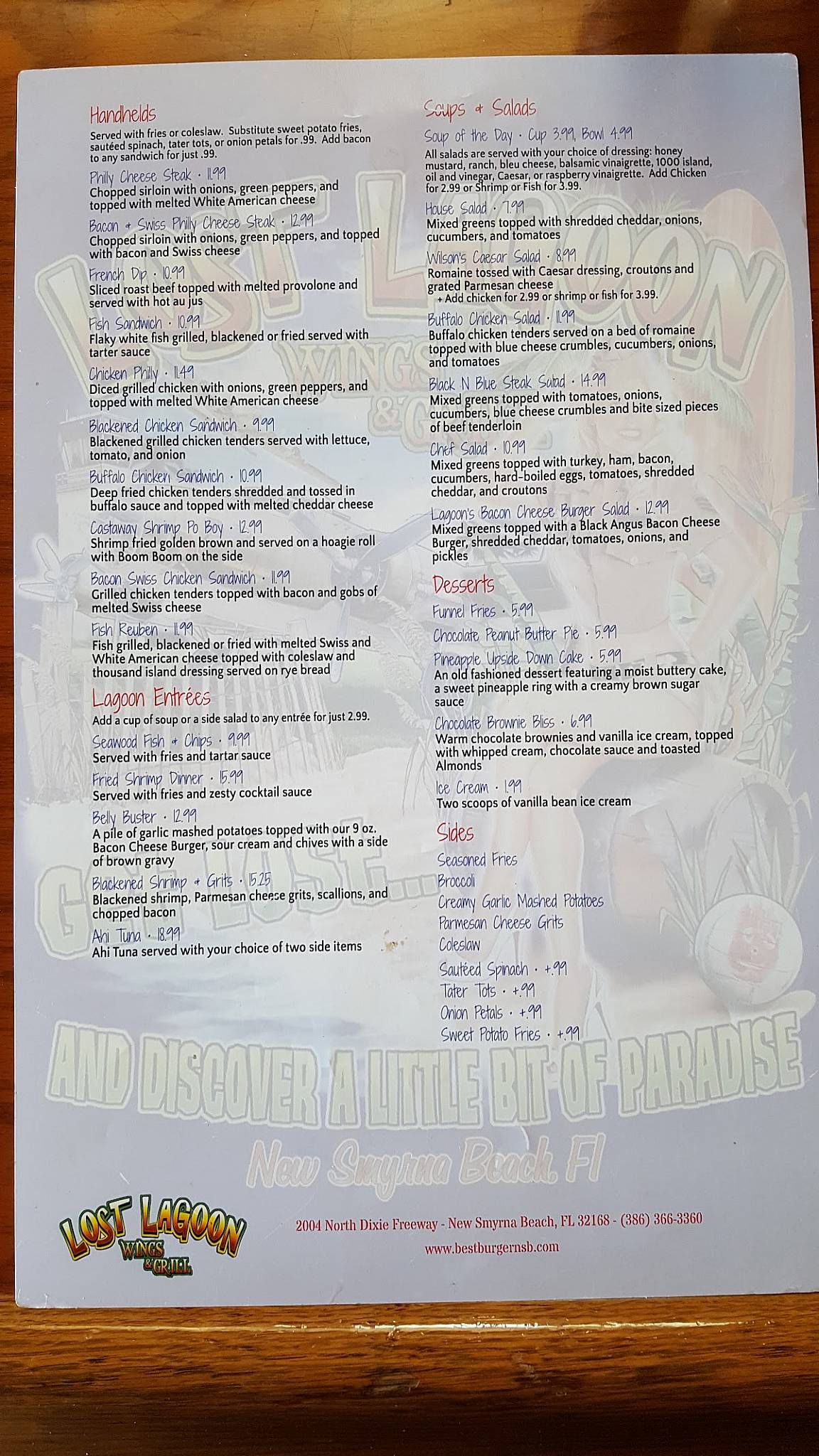 Menu at Lost Lagoon Wings and Grill restaurant, New Smyrna Beach, N ...