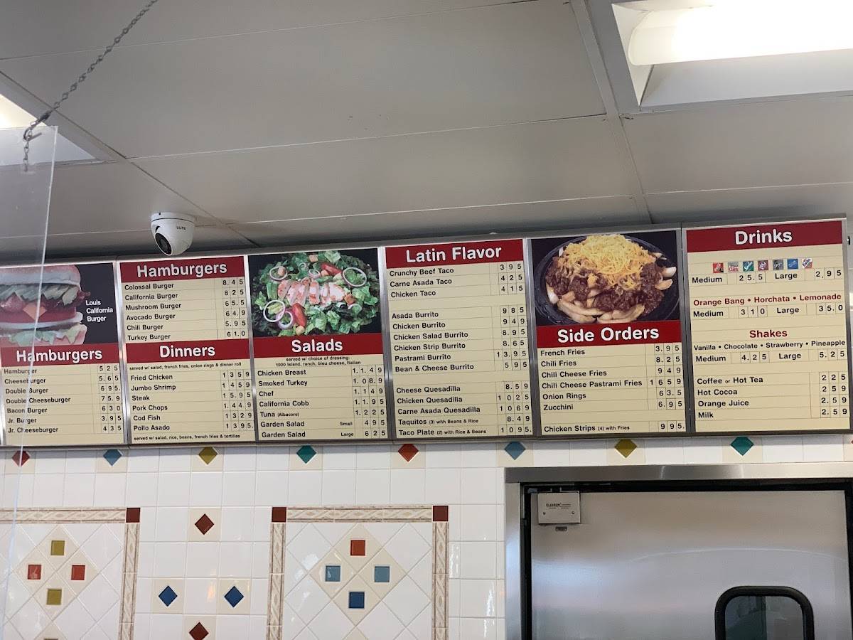 Menu at Louis Burgers IV restaurant, Torrance, W Carson St