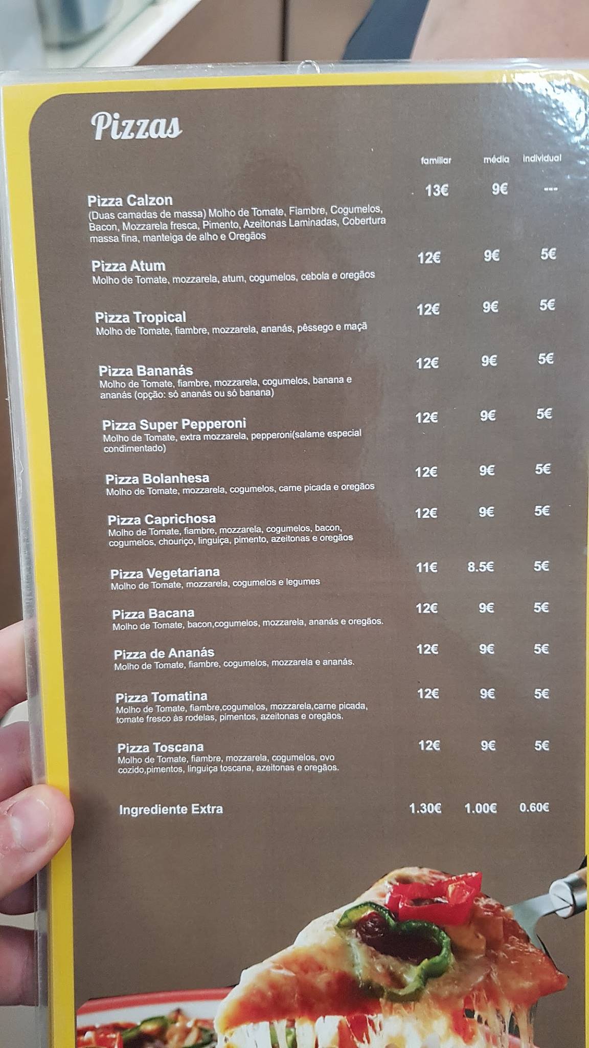 Menu em Pizzaria Mosteiro, Loureira