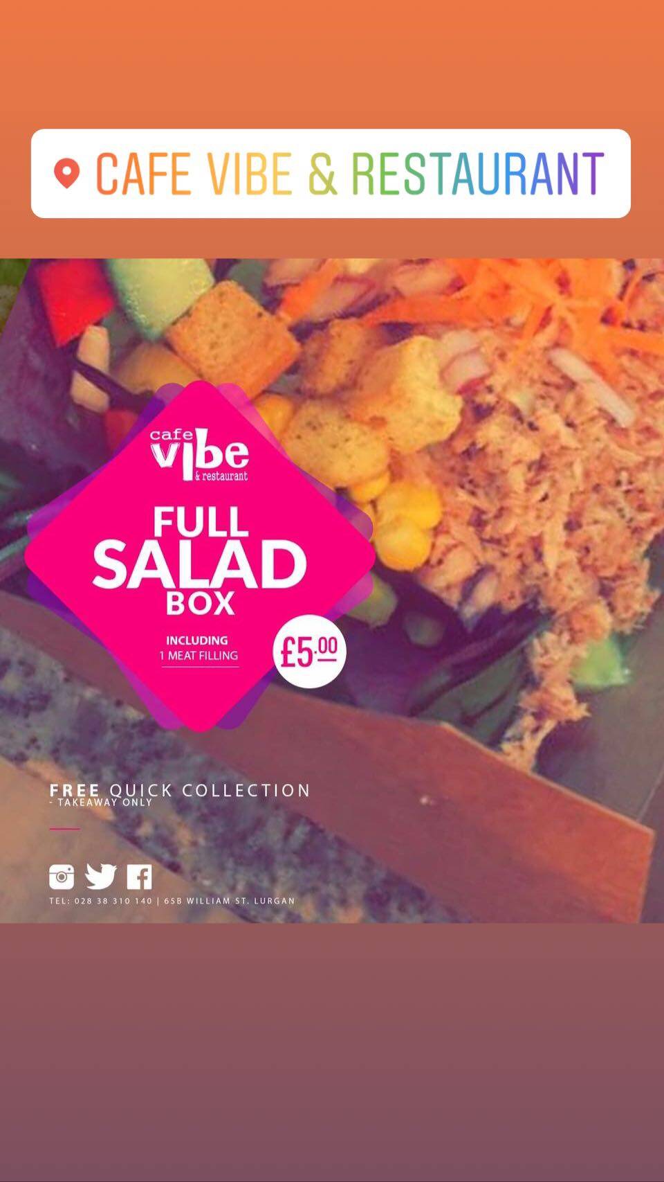Menu at Cafe Vibe, Lurgan, 65B William St