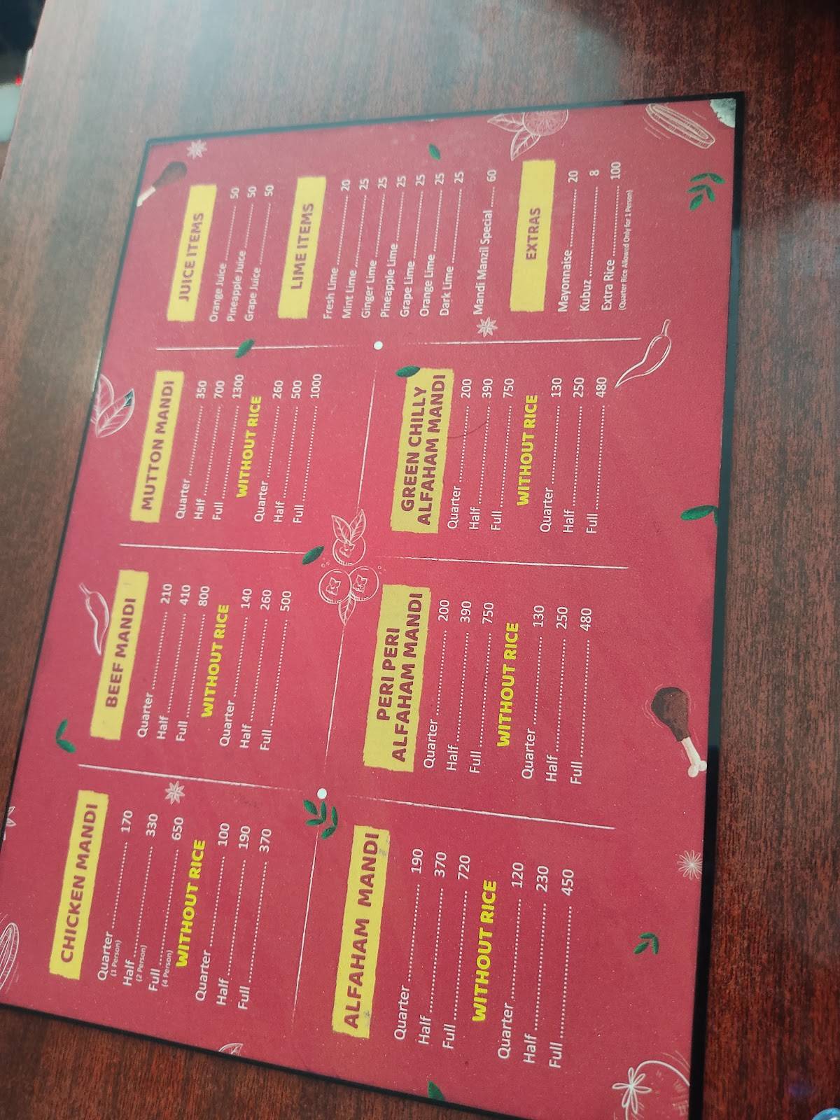 Menu at MANDI MANZIL, Thiruvananthapuram