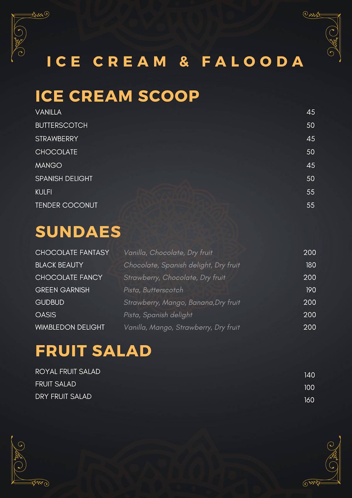 Menu at MRA Restaurant,Bakery & Cafe, Thalassery
