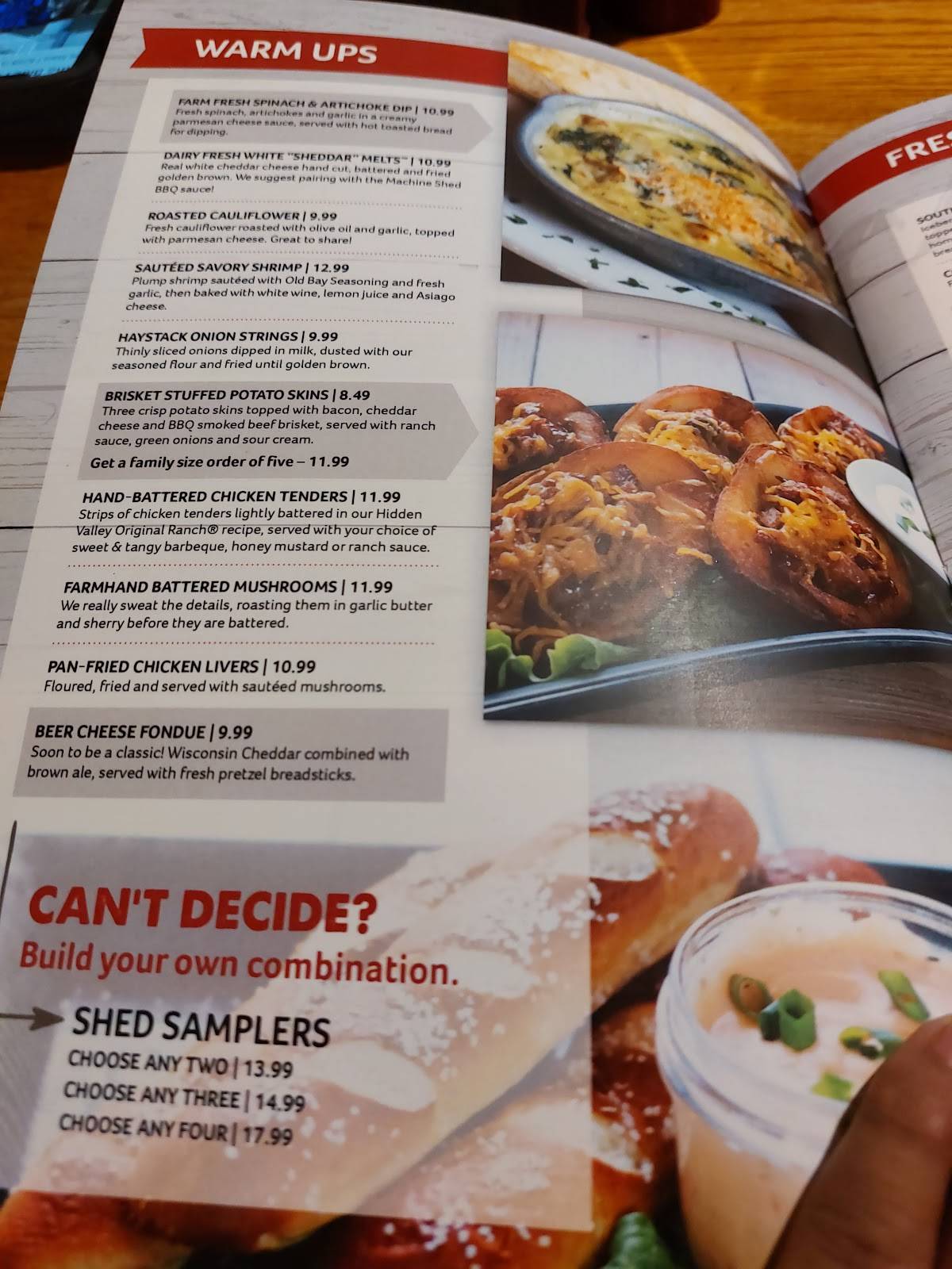 Menu at Machine Shed Restaurant Appleton, Appleton