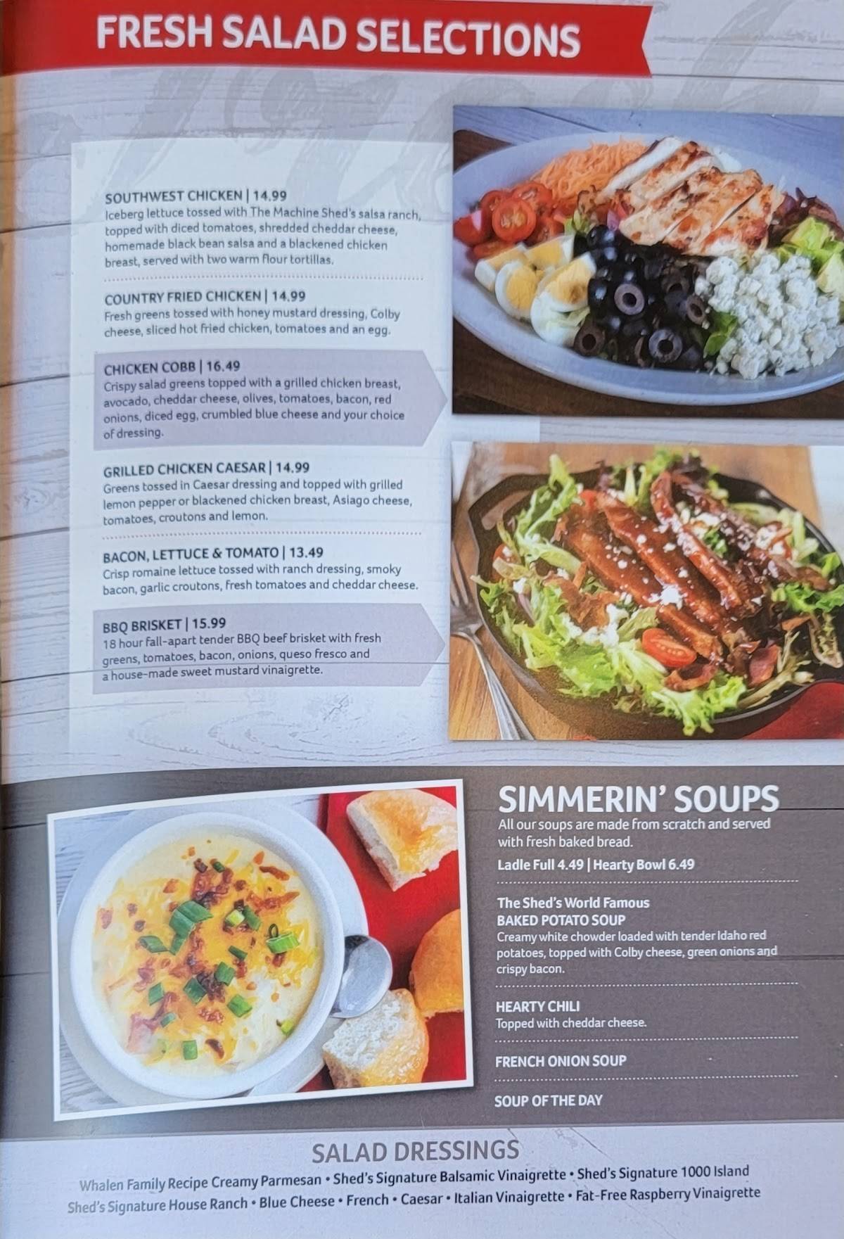 Menu at Machine Shed Restaurant Appleton, Appleton