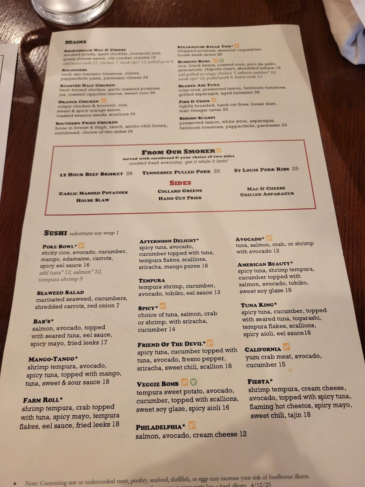 Menu at Maggie's Other Farm restaurant, Billerica