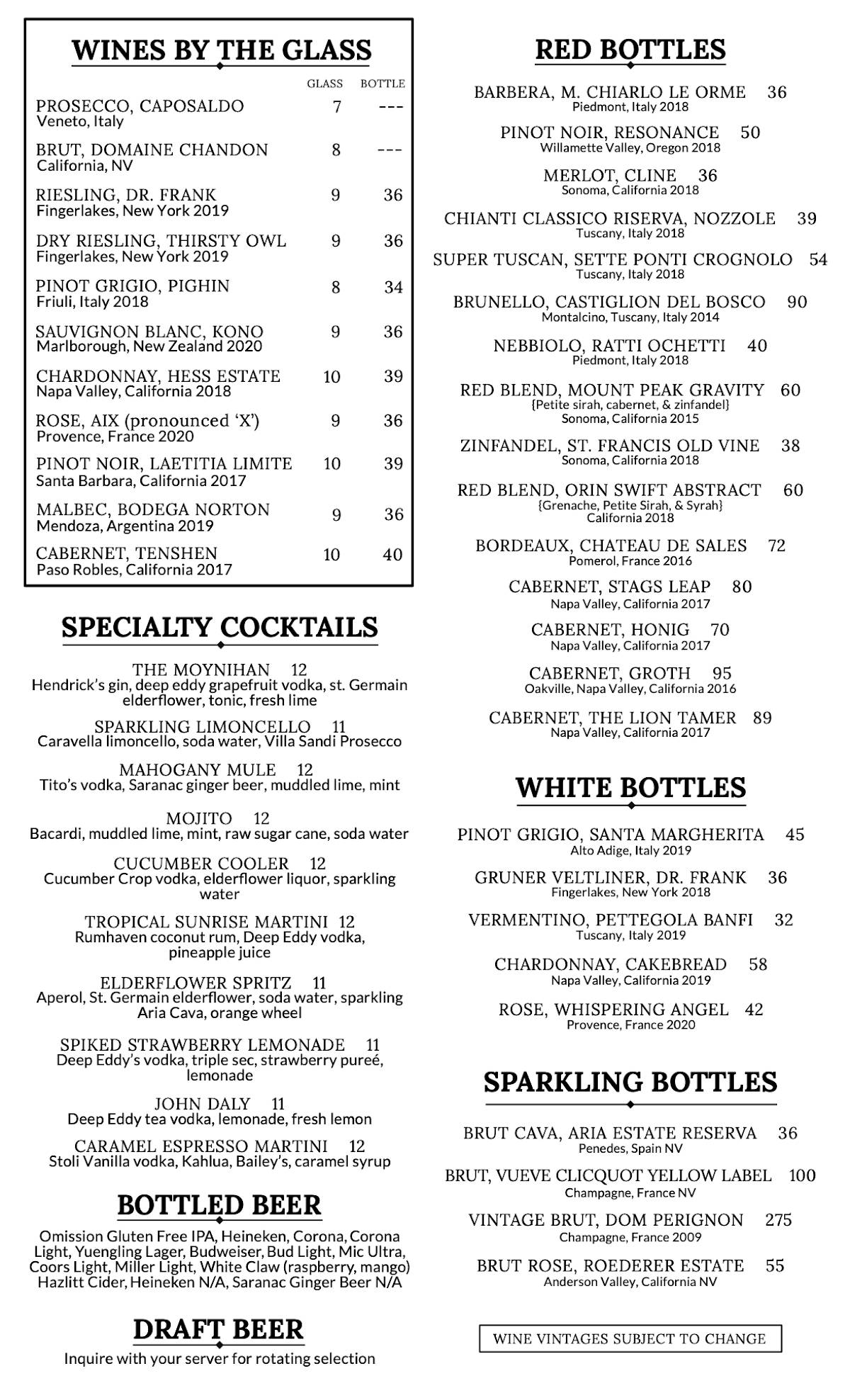 Menu at Mahogany Grill pub & bar, Ithaca