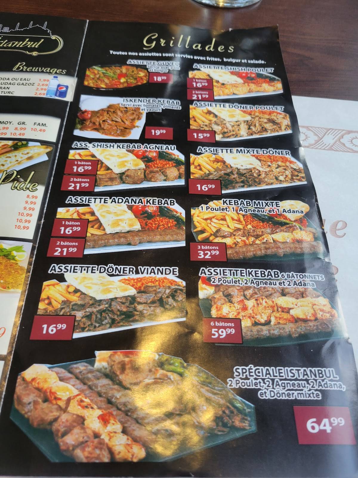 Menu au Maison istanbul restaurant, Longueuil, Ch. de Chambly