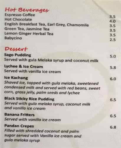 Menu at Kitchen Malaysian restaurant, Doncaster East, 11-13 Victoria St