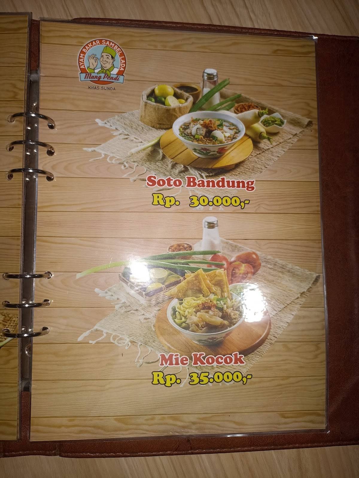 Menu at Mang Pendi restaurant, Serang