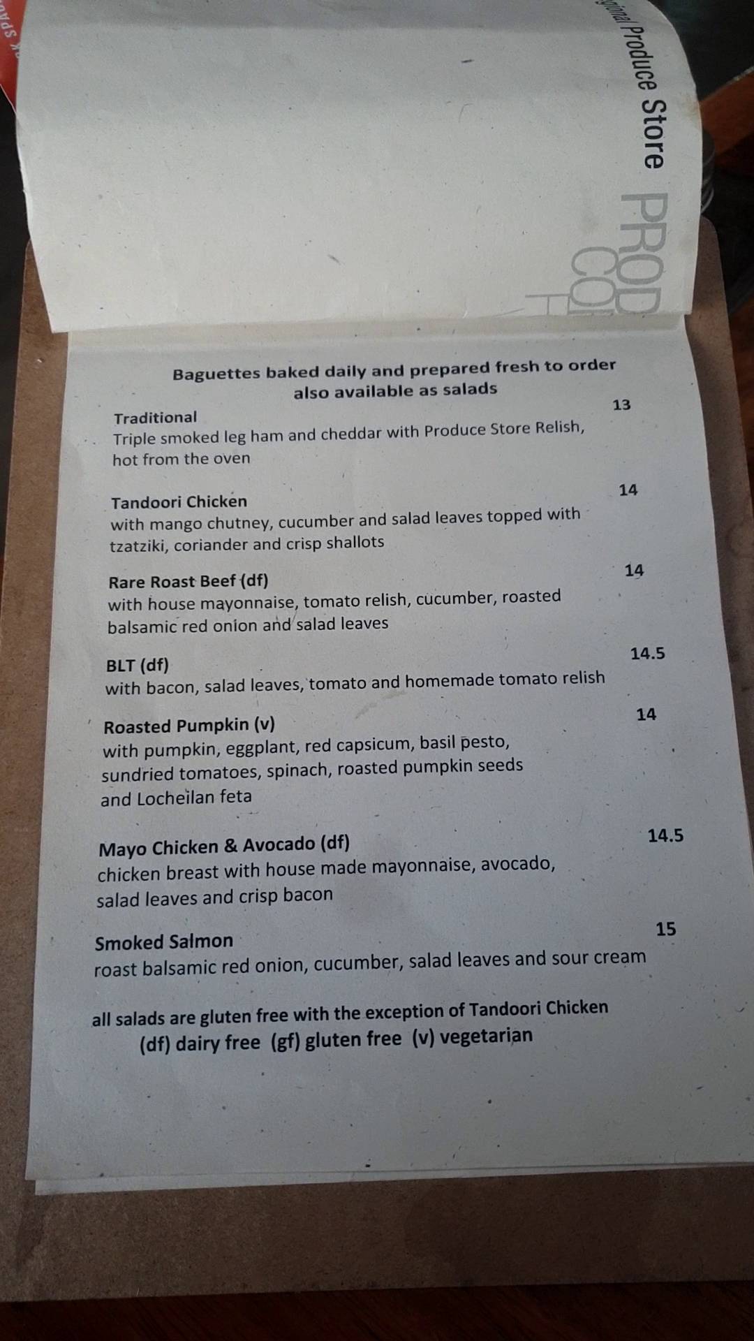 Menu at Mansfield Regional Produce Store cafe, Mansfield
