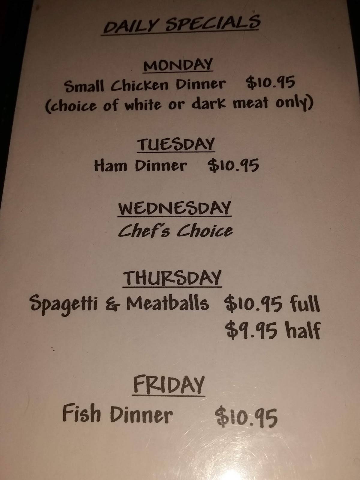 Menu at UNCLE JOHN’S PLACE restaurant, Mansfield