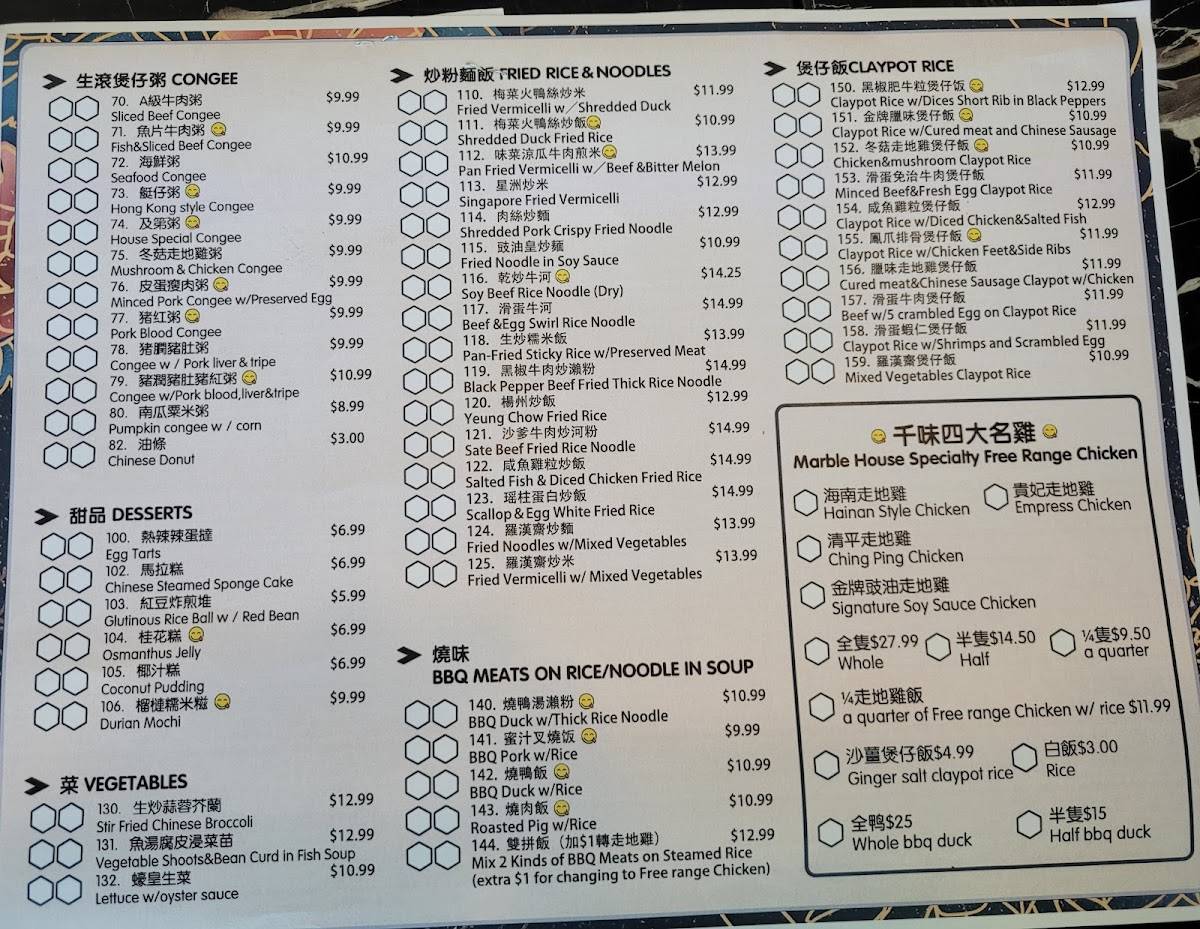 Menu at Marble House Eatery BBQ, Burnaby