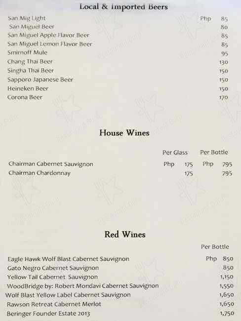 Menu at Marina Seaview restaurant, Lapu-Lapu City, 8XHG+GJ5