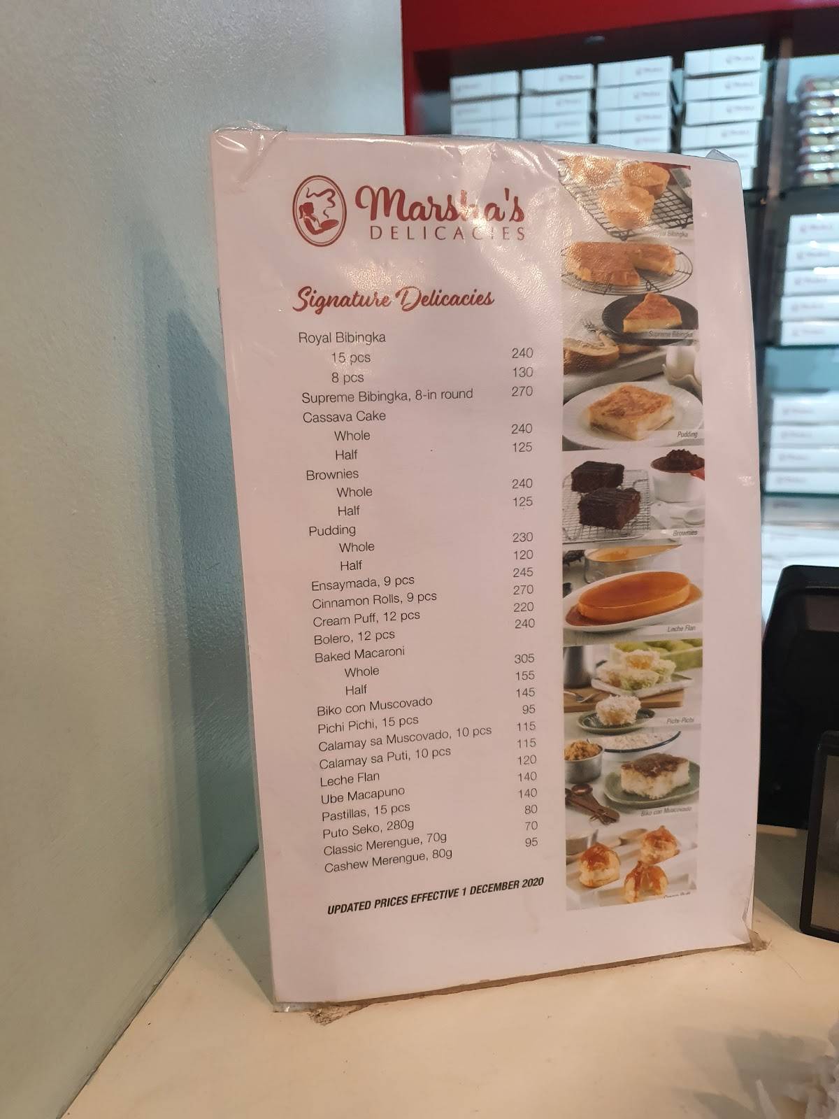 Menu at Marsha's Delicacies cafe, Bantay, HCQ9+R9G