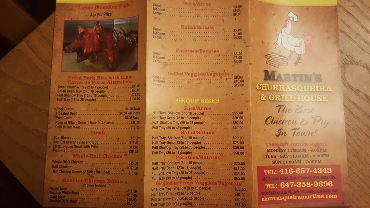 Menu au Martins Churrasqueira BBQ, Toronto
