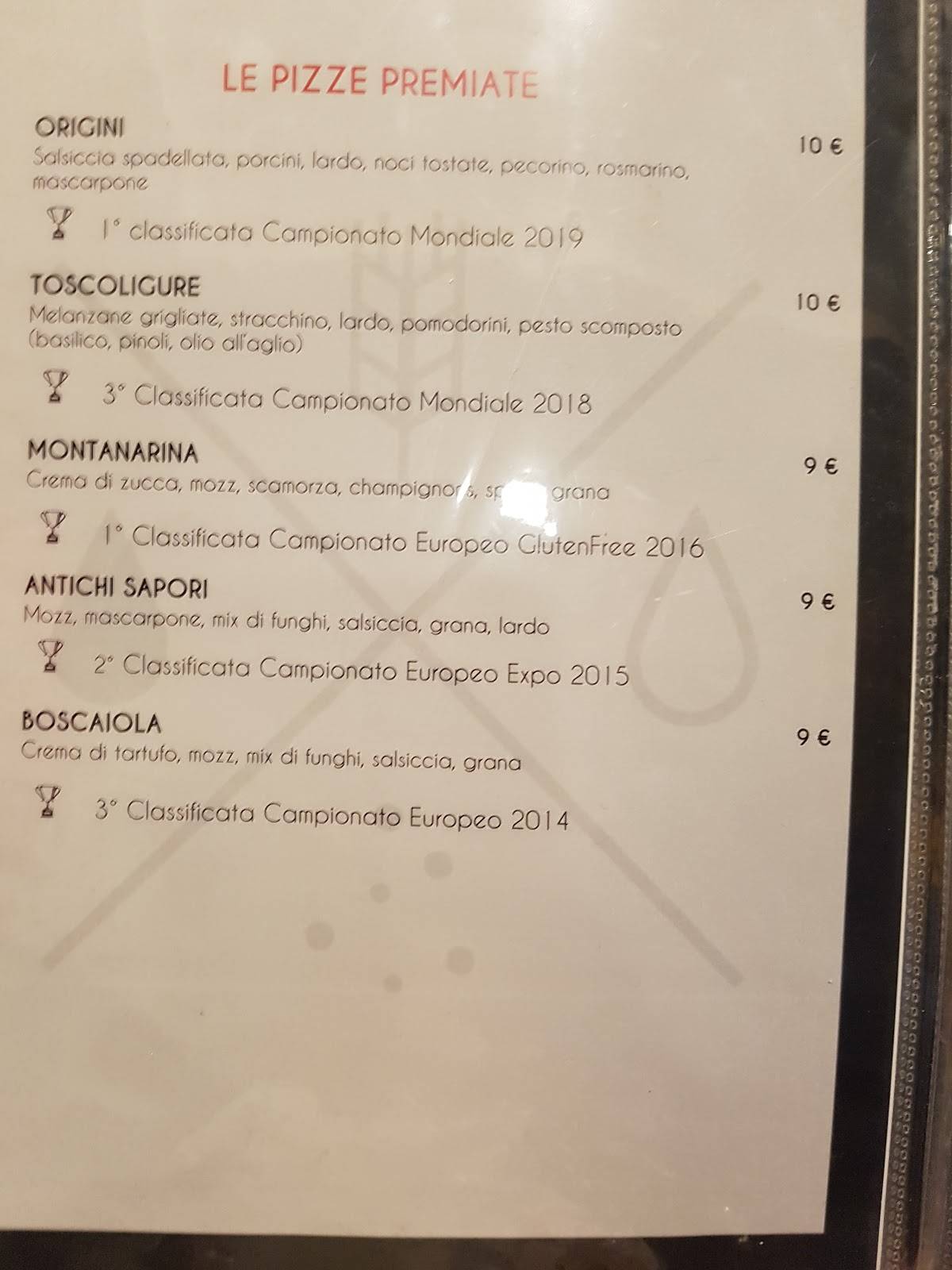Menu da I 4 Elementi ristorante, Massa