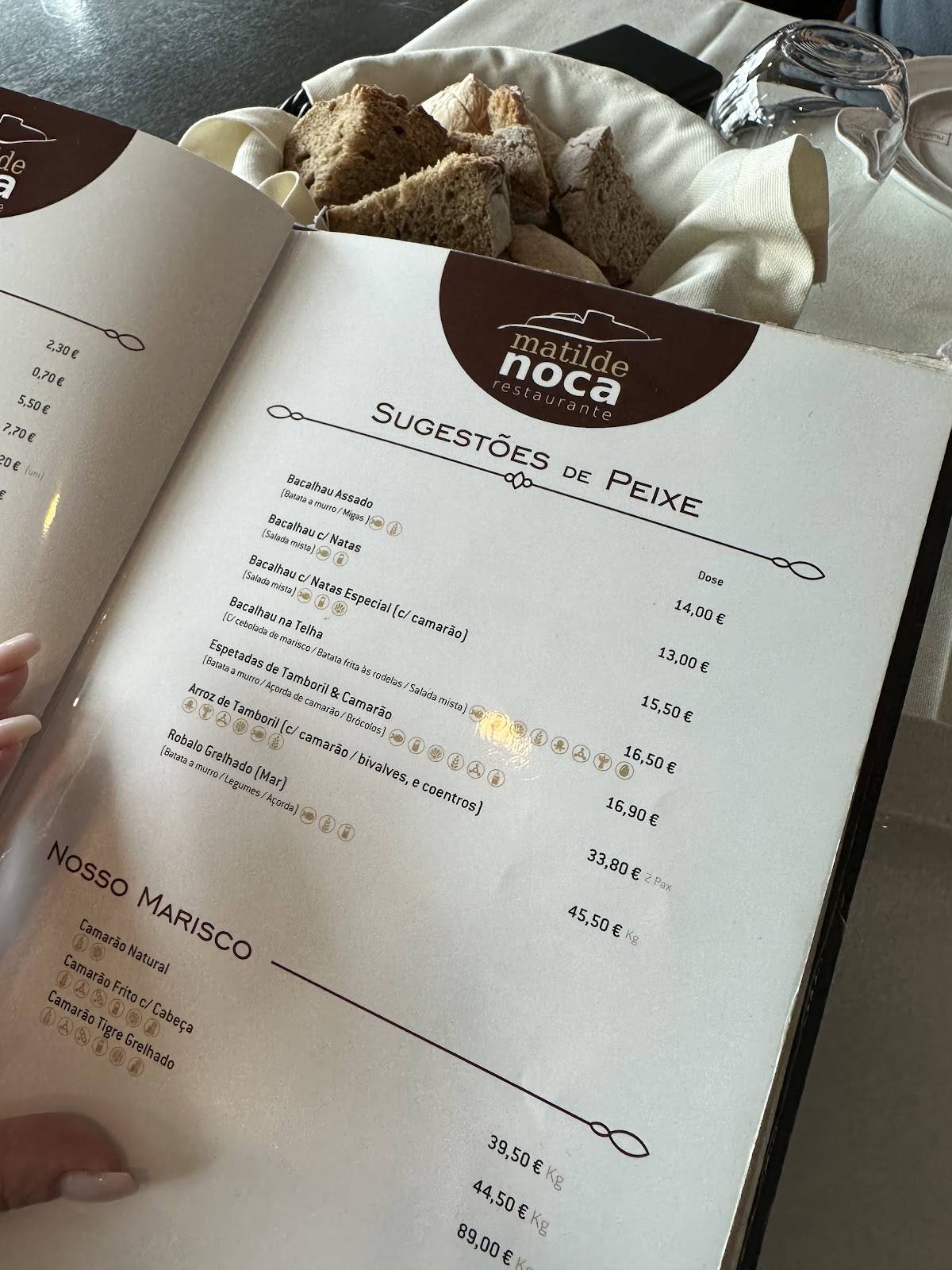 Menu em Restaurante Matilde Noca, Leiria, R. do Martingil 157