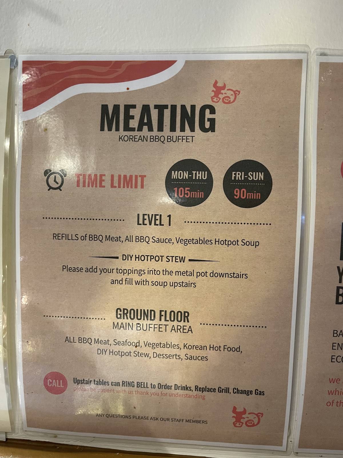 Menu at Meating Korean BBQ Buffet CBD, Melbourne