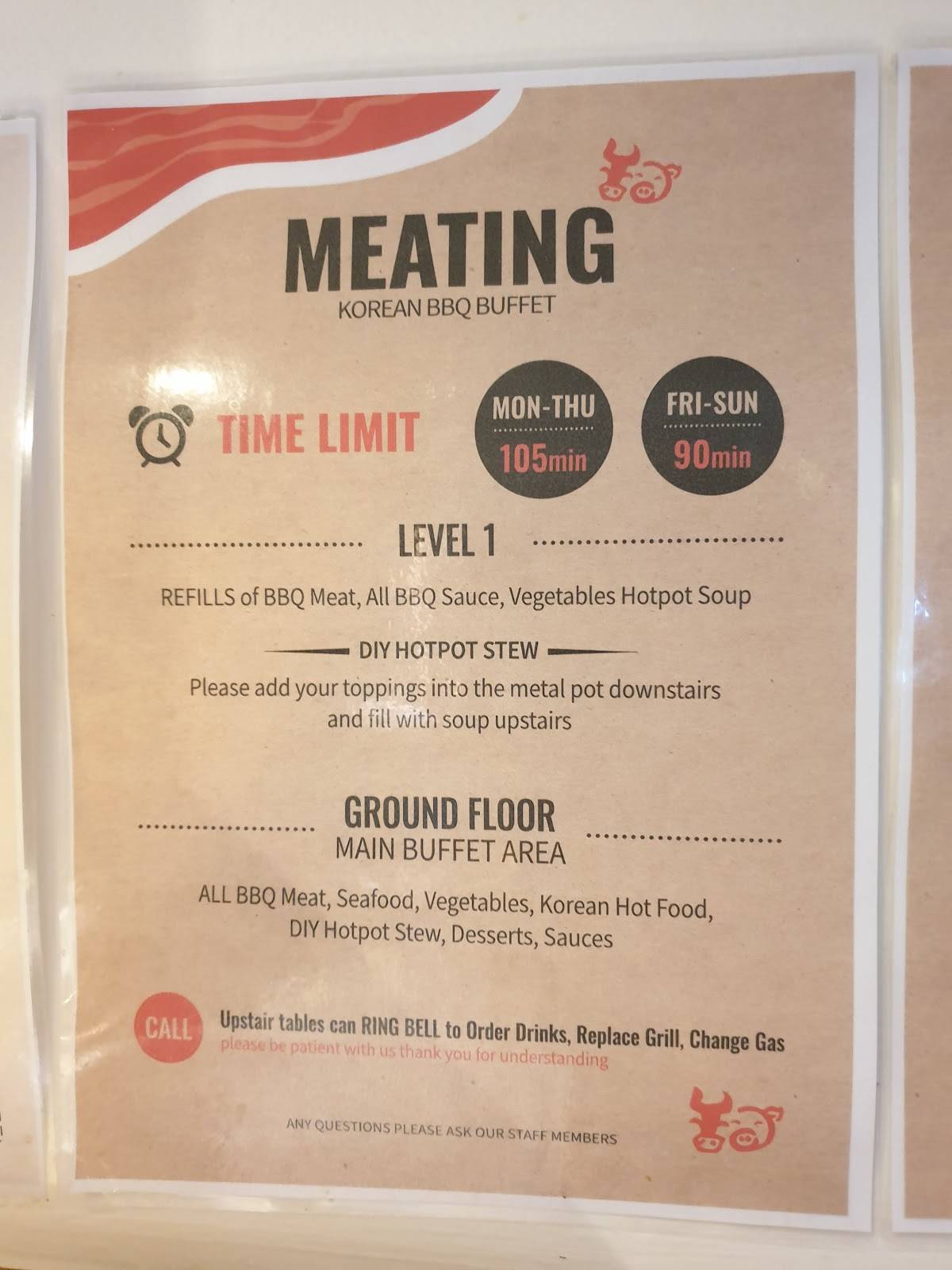 Menu at Meating Korean BBQ Buffet CBD, Melbourne