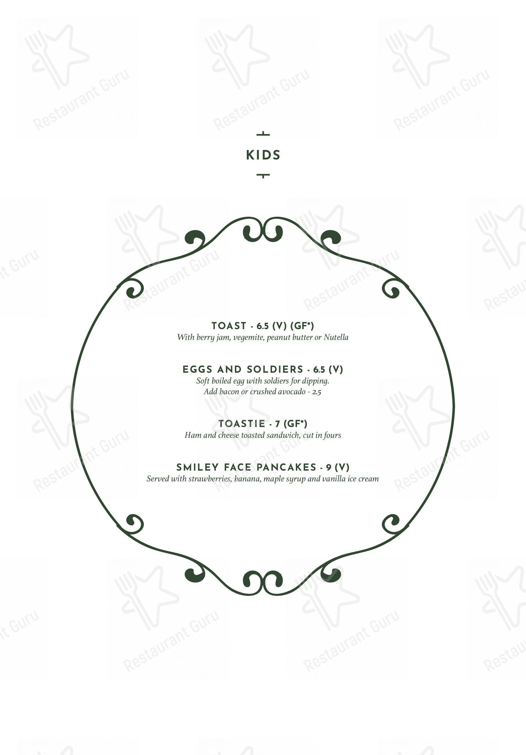Menu at Old Man Drew cafe, Ascot Vale