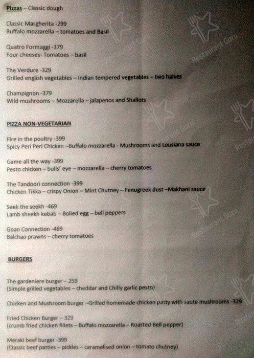 Menu at meraki cafe, Chennai