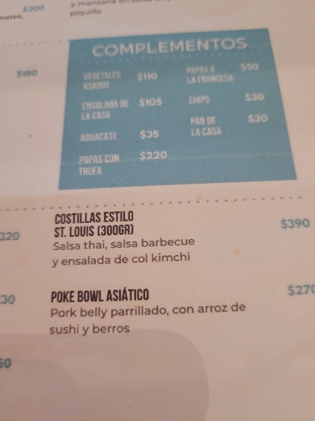 Carta de Bachour Restaurante, Merida
