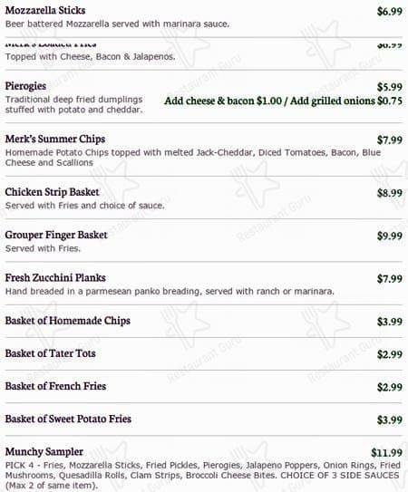 Menu at Merk's Bar & Grill, New Smyrna Beach
