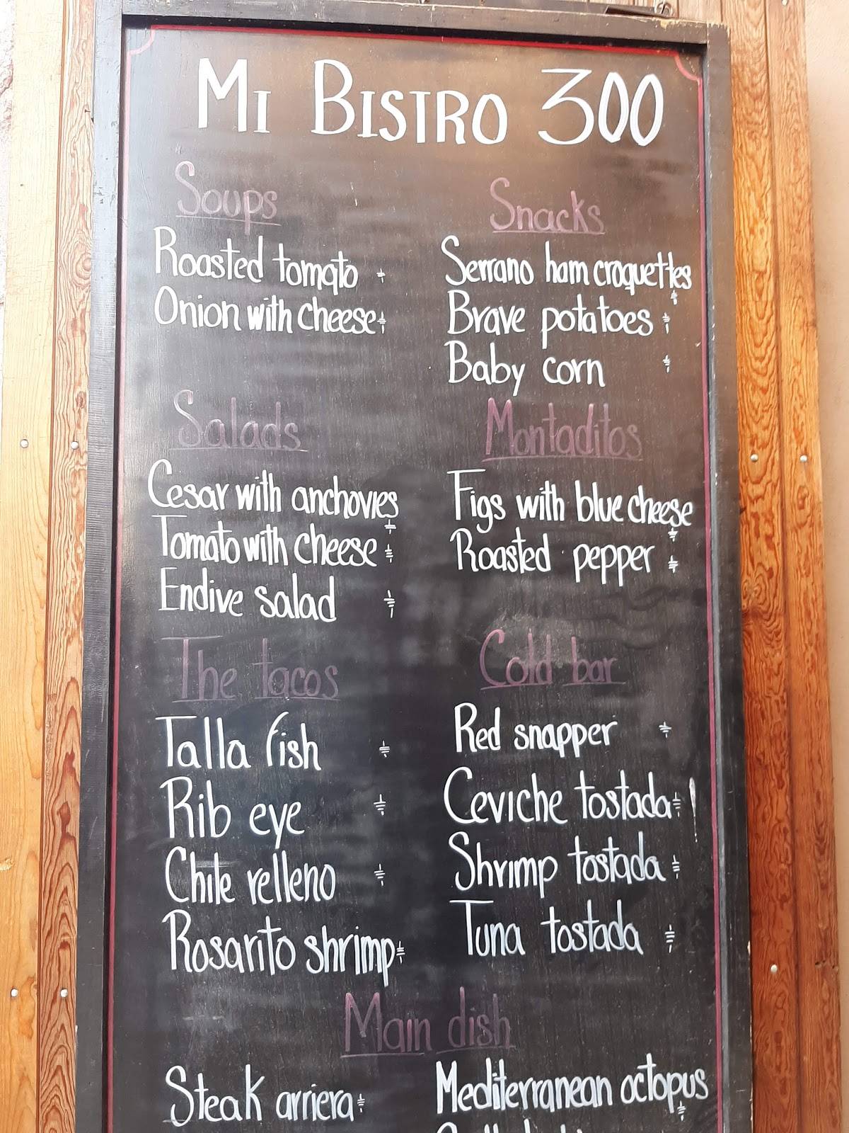 Menu at Mi Bistro 300 restaurant, San Miguel de Allende