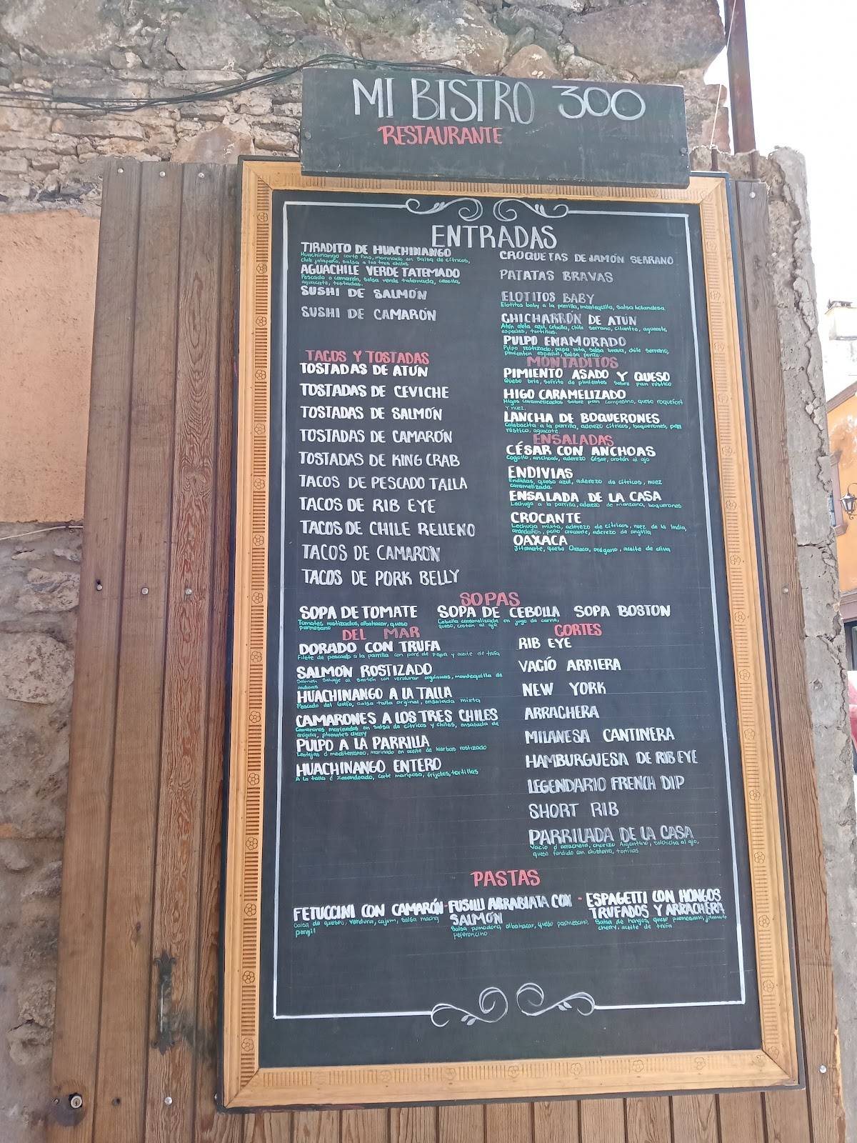 Menu at Mi Bistro 300 restaurant, San Miguel de Allende
