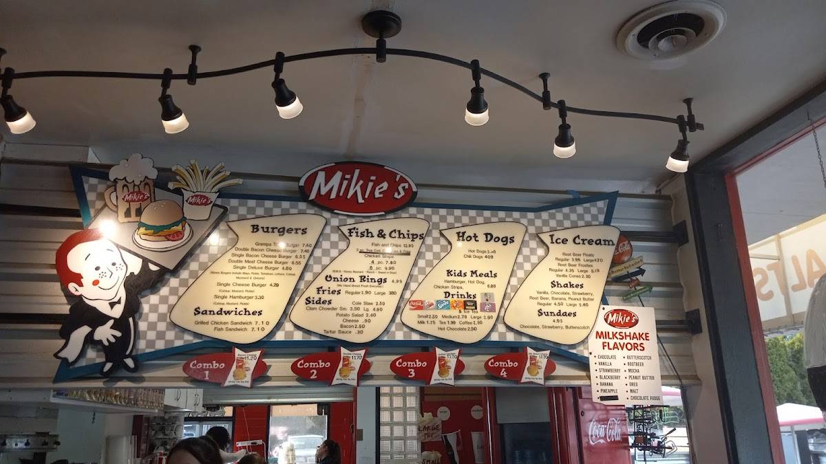 Menu at Mikie's restaurant, Everett