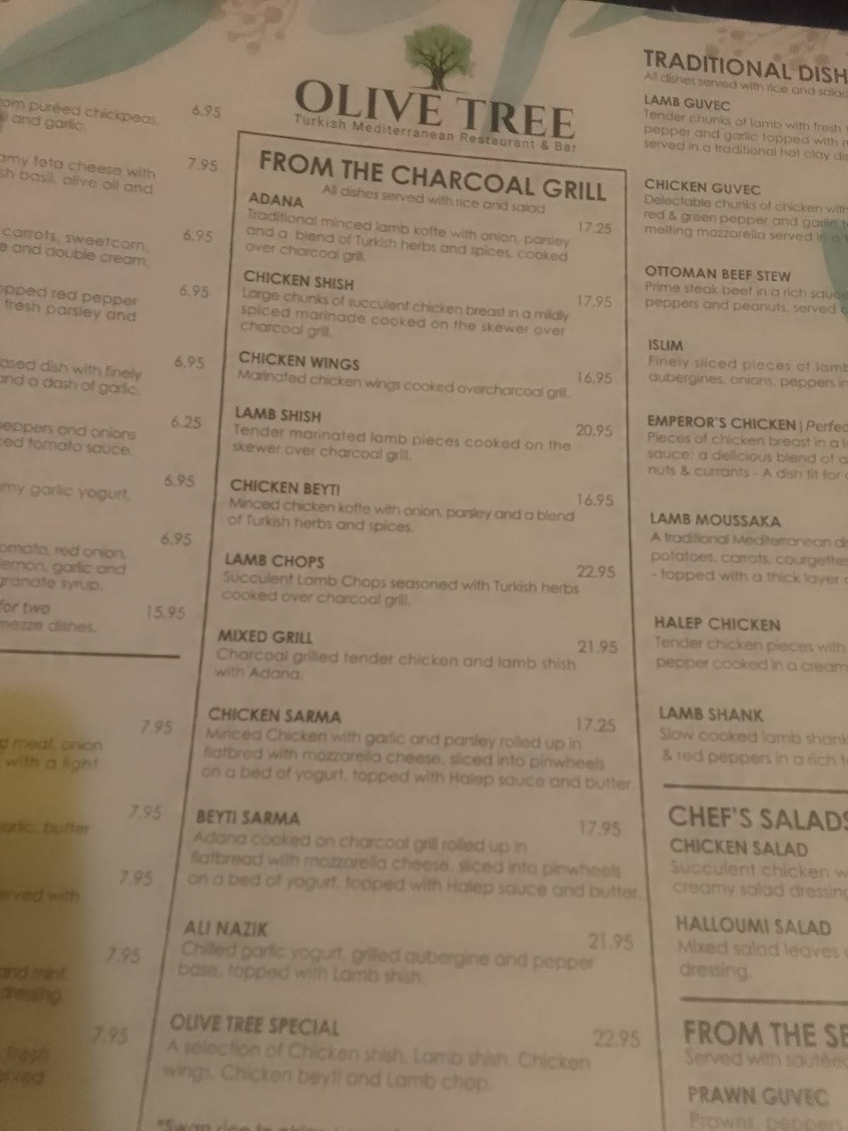 Menu at Olive Tree Turkish Mediterranean Restaurant and Bar, Milton Keynes