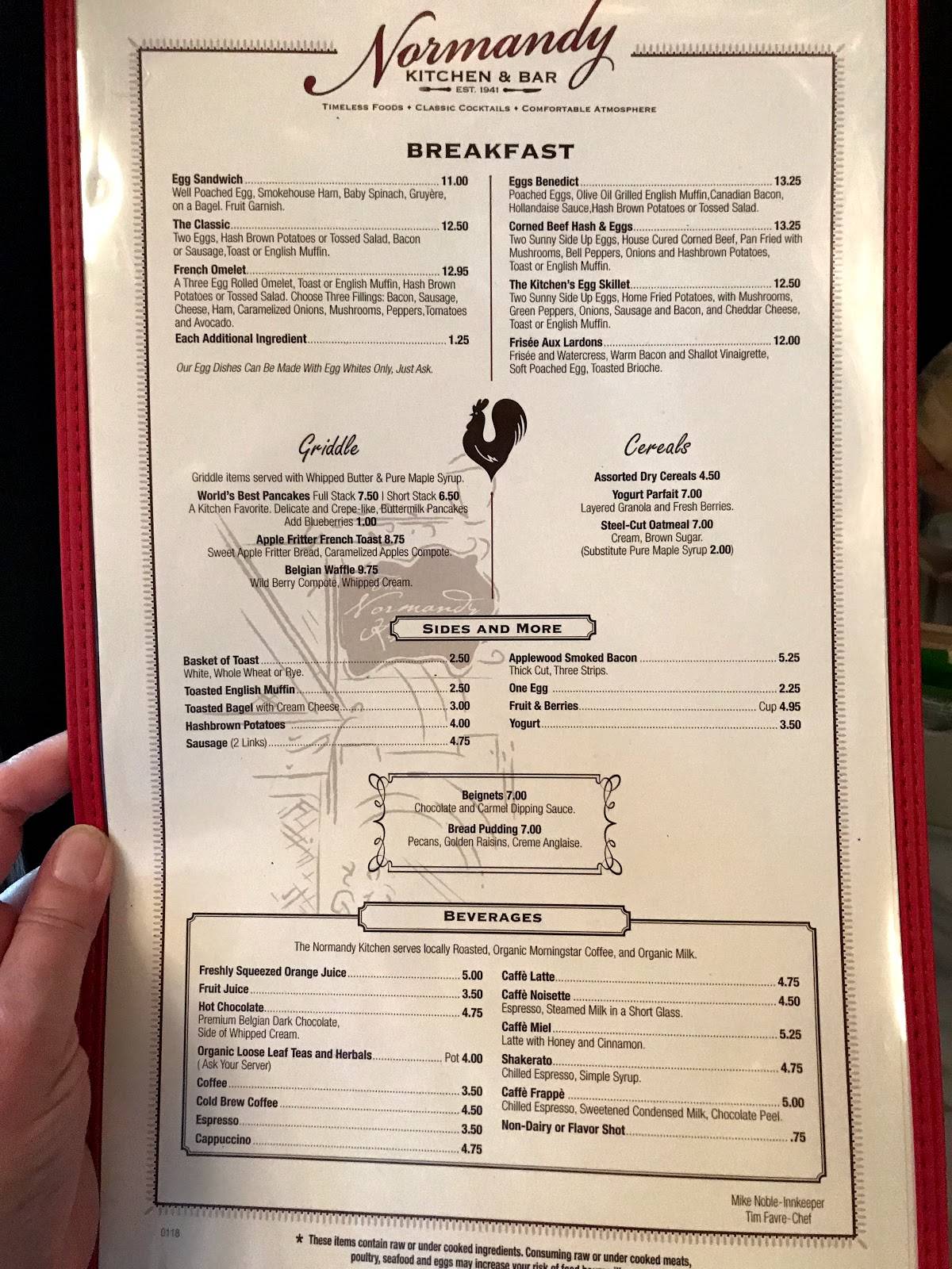 Menu at Normandy Kitchen pub & bar, Minneapolis