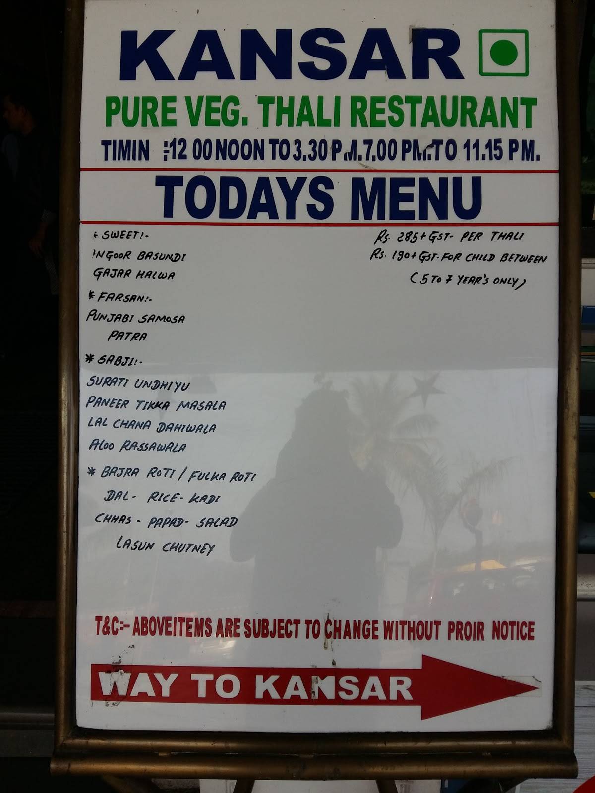 Menu at Kansar Kathiyawadi Thali Restaurant, Mira Bhayandar