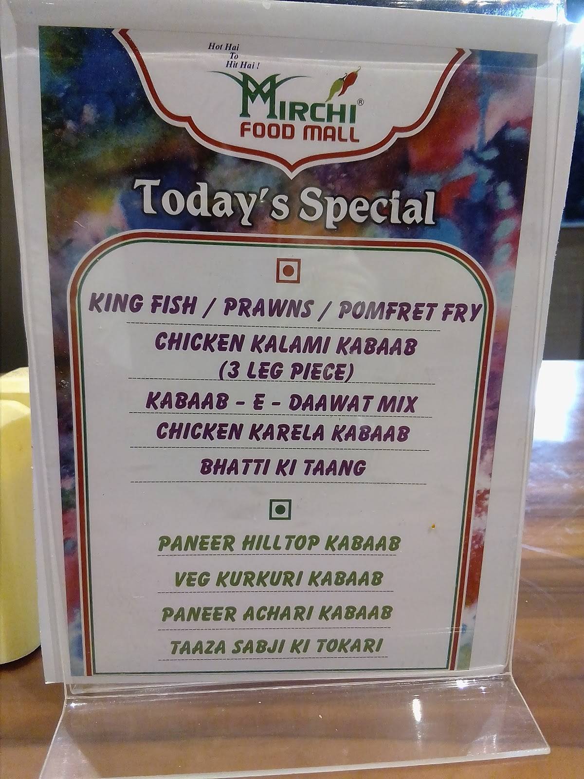Menu at Mirchi Food Mall - Restaurant in Miraj, Miraj, Vantmure Corner