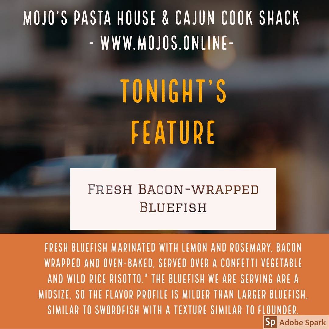 Menu at MoJo's Pasta House & Cajun Cook Shack restaurant, Marshfield