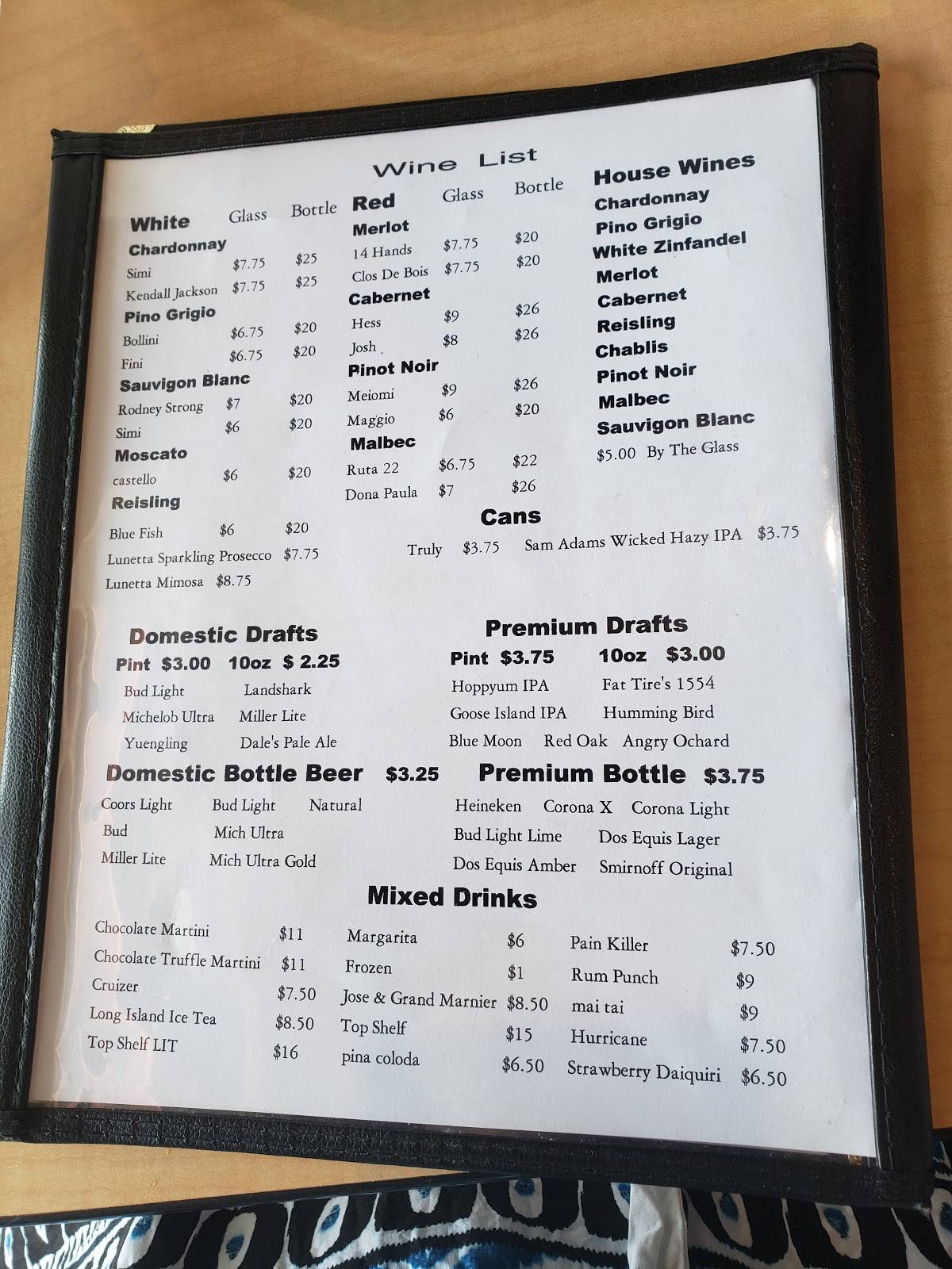 Menu at Monkey Bar & Grill, Atlantic Beach