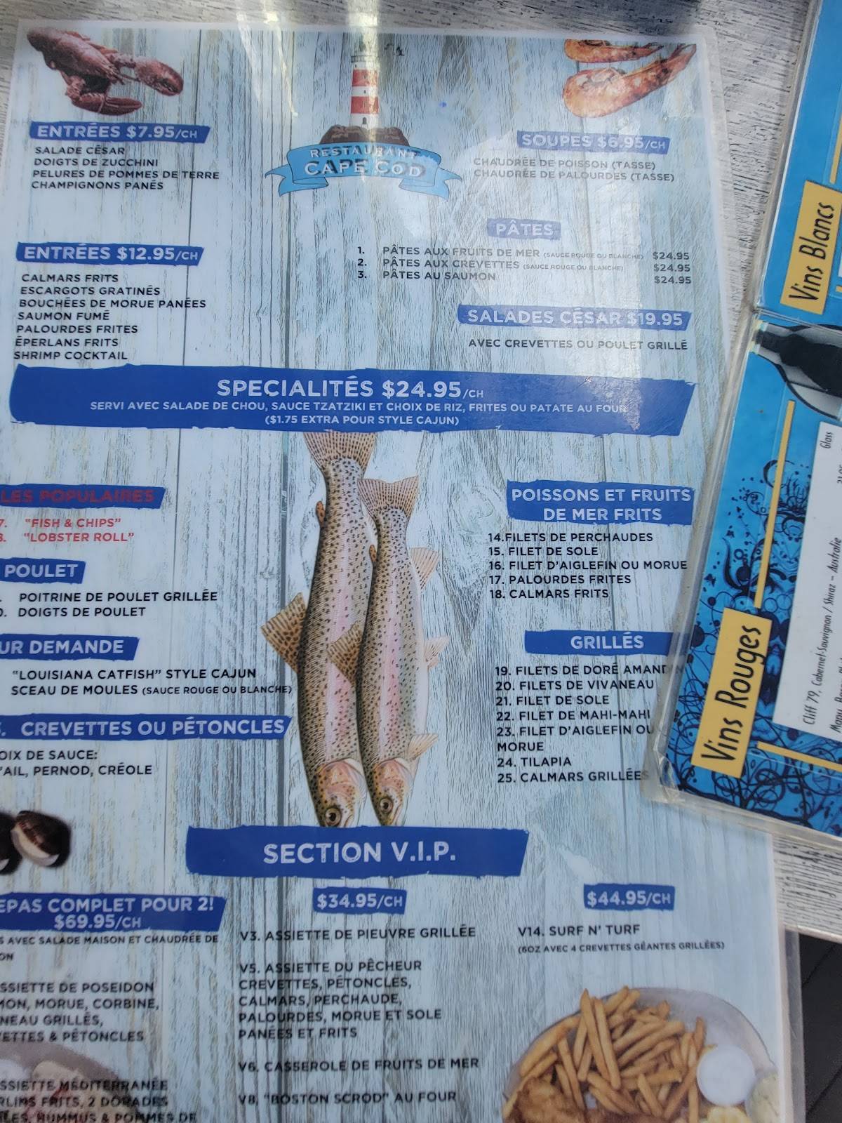 Menu at Restaurant Cape Cod, Sainte-Anne-de-Bellevue