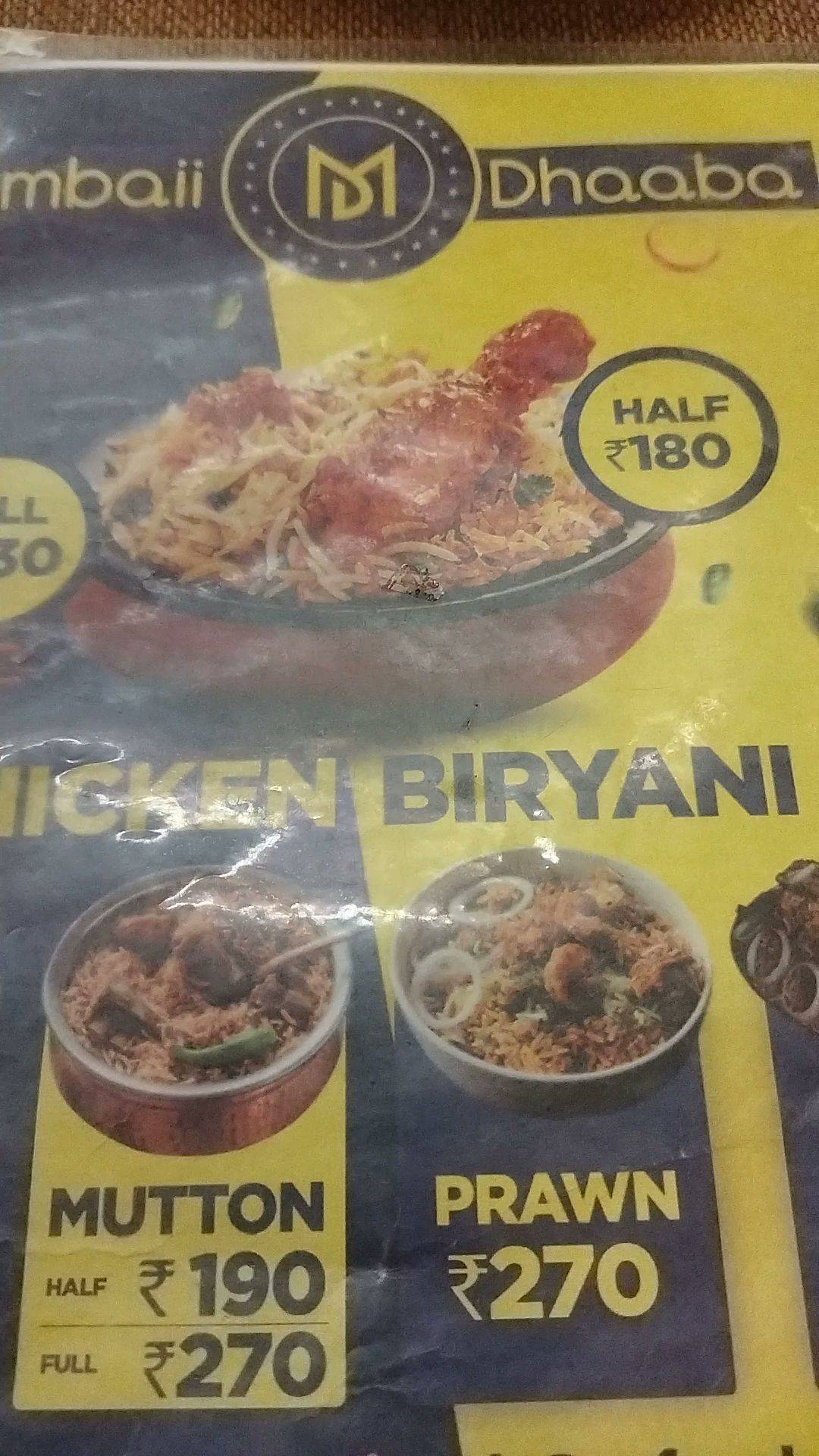 Menu at Mumbai Dhaba, Mumbai, A-11