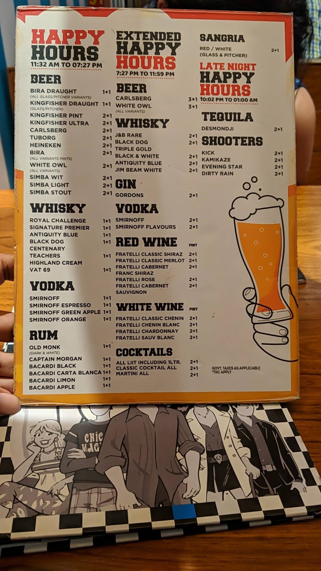 Menu at Pop Tate's R-City Mall, Mumbai