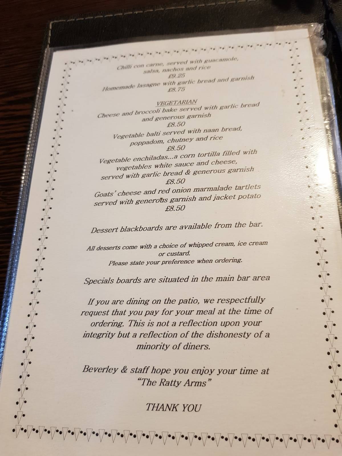 Menu at The Ratty Arms pub & bar, Muncaster