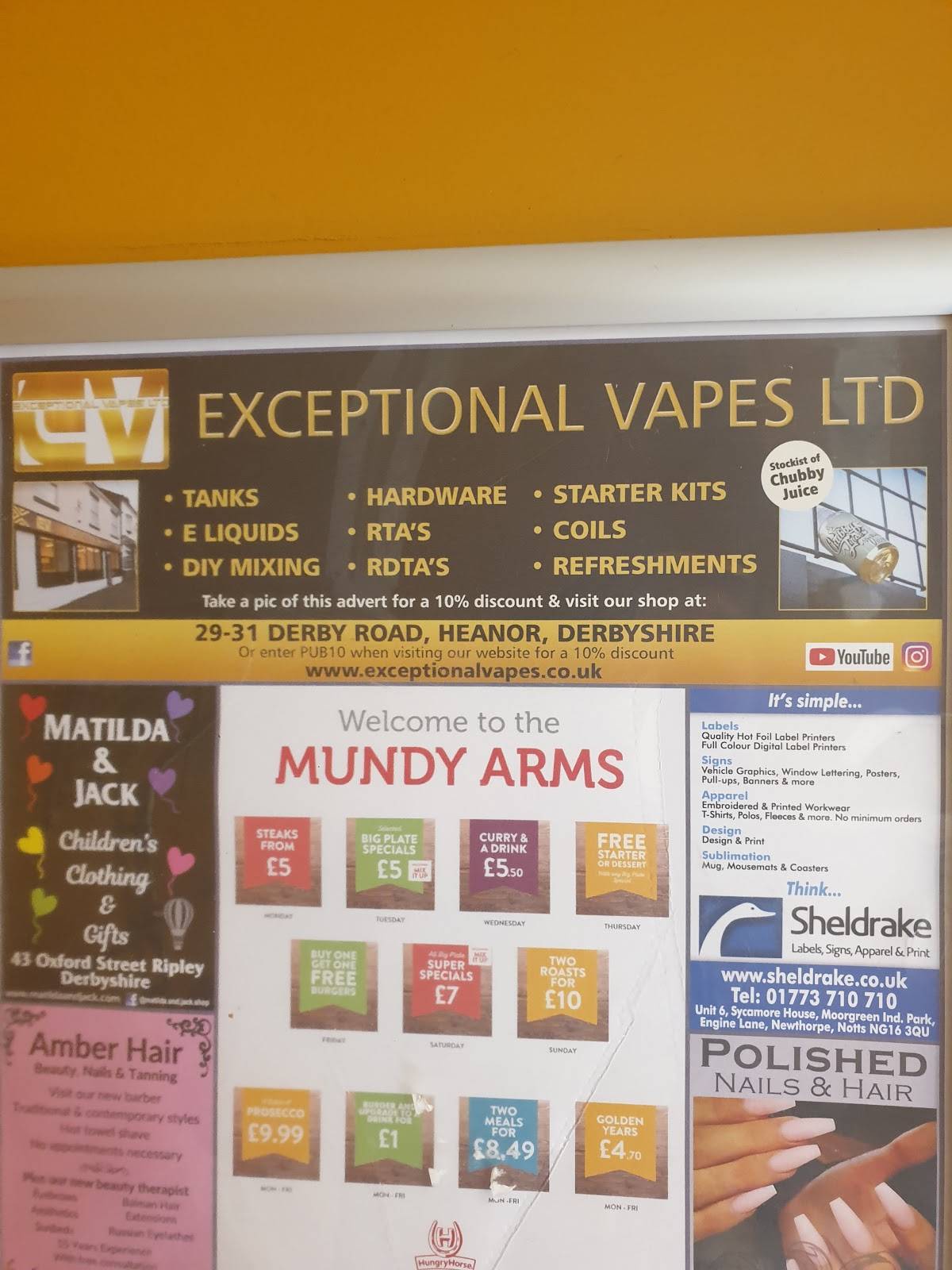 Menu at Mundy Arms, Heanor pub & bar, Heanor, Ilkeston Rd