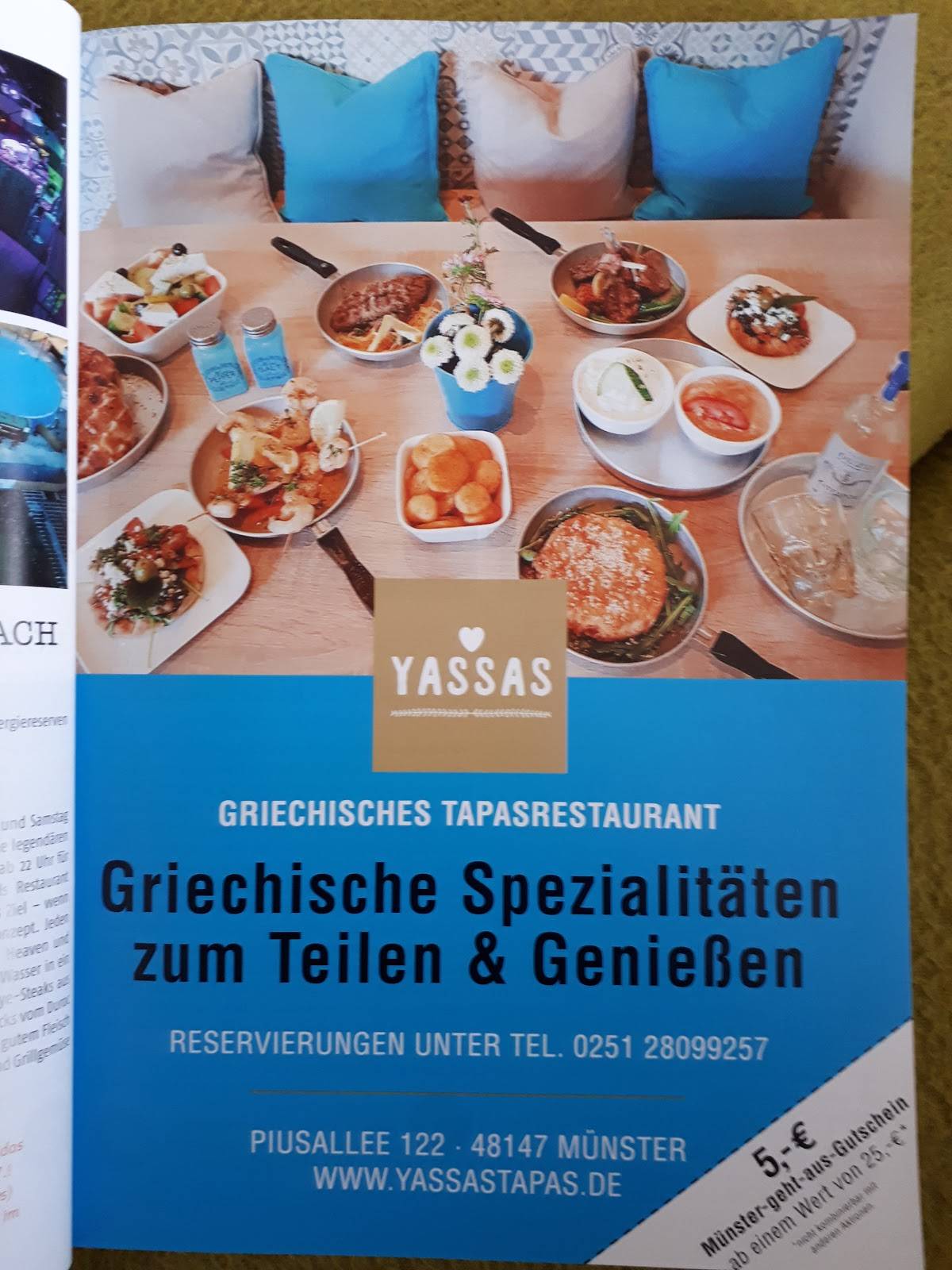 Speisekarte von Yassas Greek Tapas restaurant, Münster
