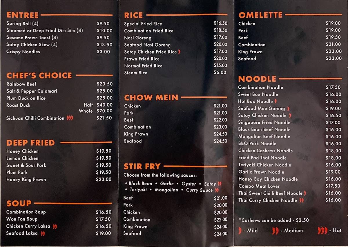 Menu at My Friend’s Place restaurant, Walkerston