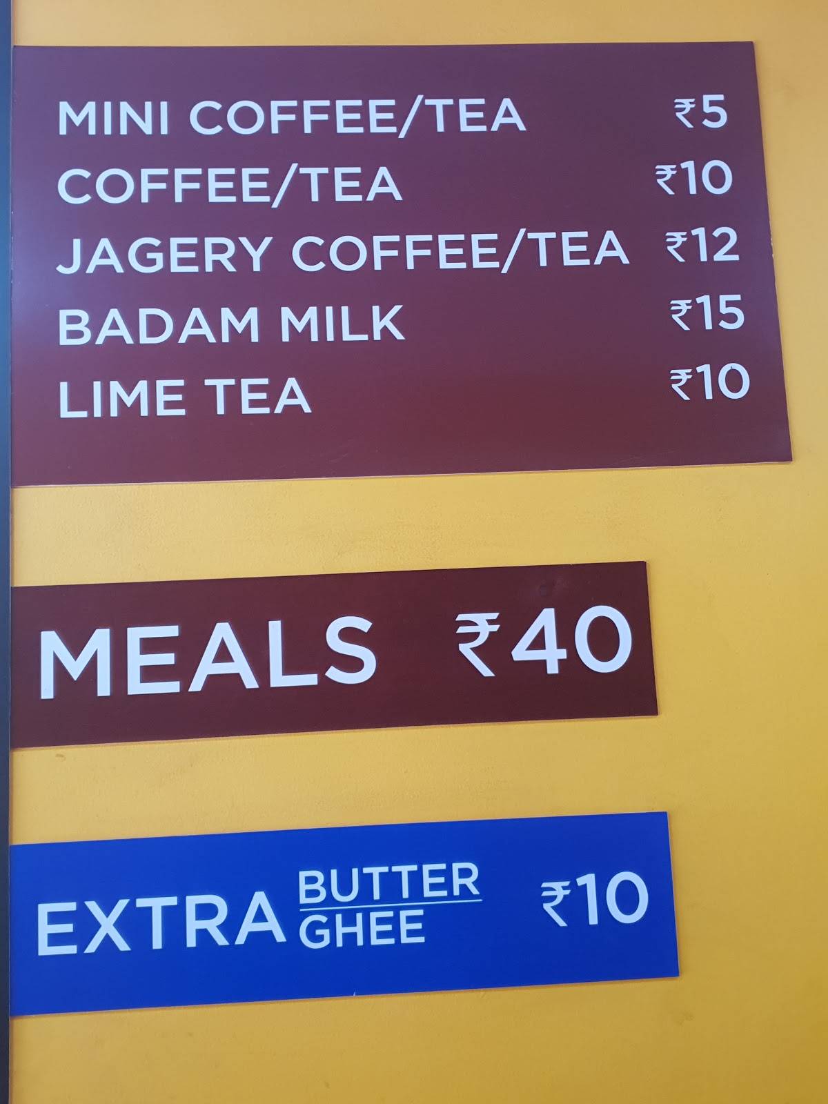 Menu at NAASHTA, Bengaluru